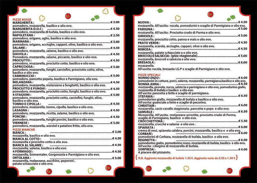 Menu da Rosticceria Trento pizzeria, Salerno