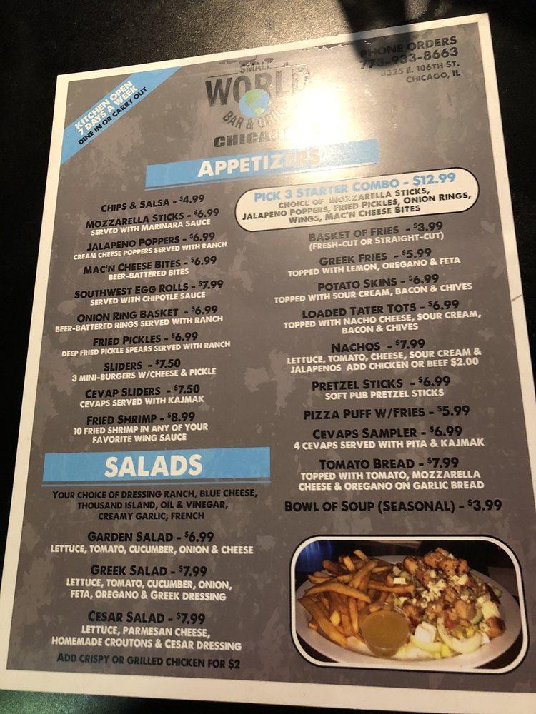 Menu at Small World Bar and Grill, Chicago