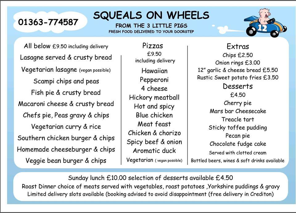 Carta del pub y bar The Three Little Pigs, Crediton