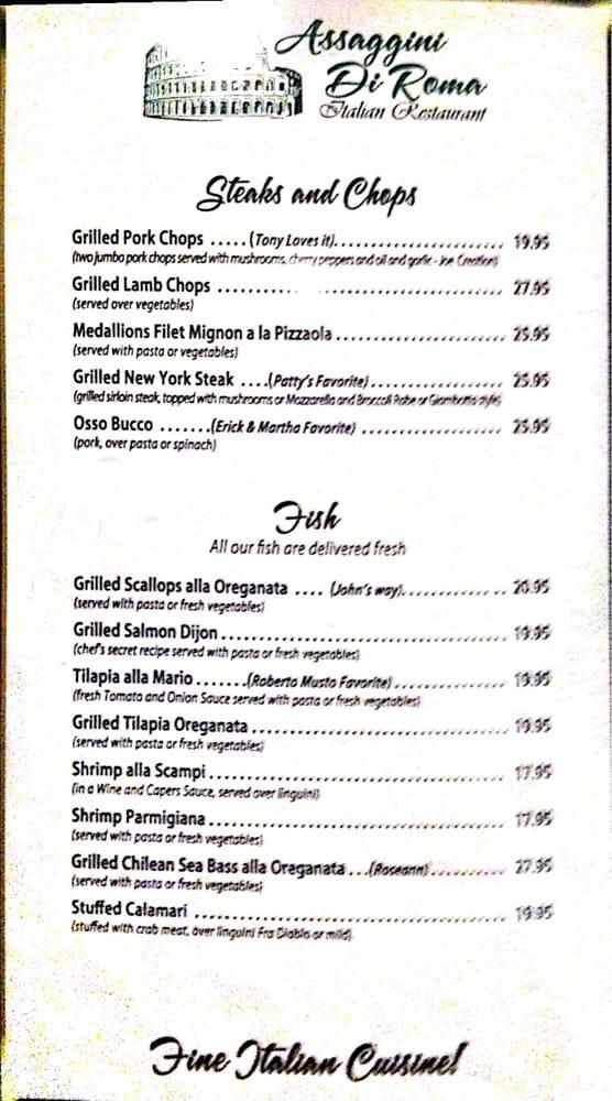Menu at Assaggini Di Roma restaurant, Hazlet