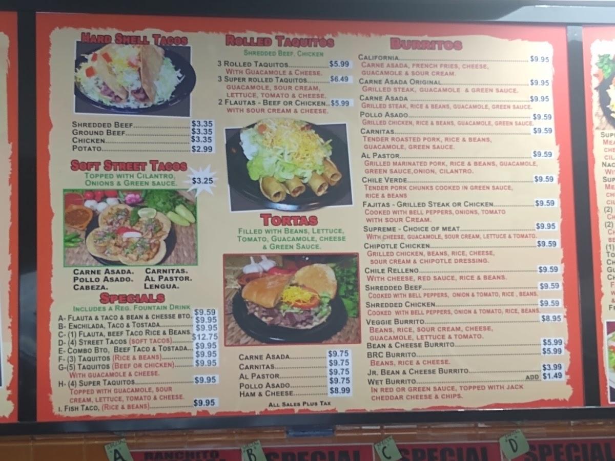 Menu at El Ranchito Taco Shop restaurant, Temecula, Winchester Rd F