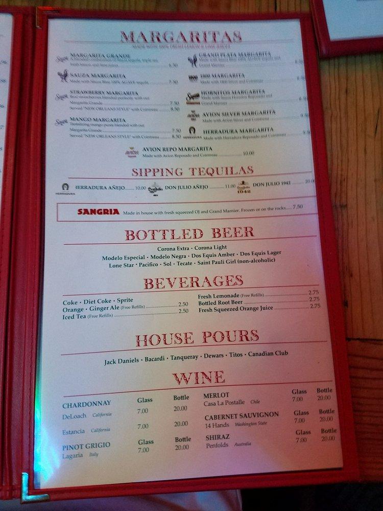 Menu at Jose Tejas restaurant, Fairfield, 647 US-46