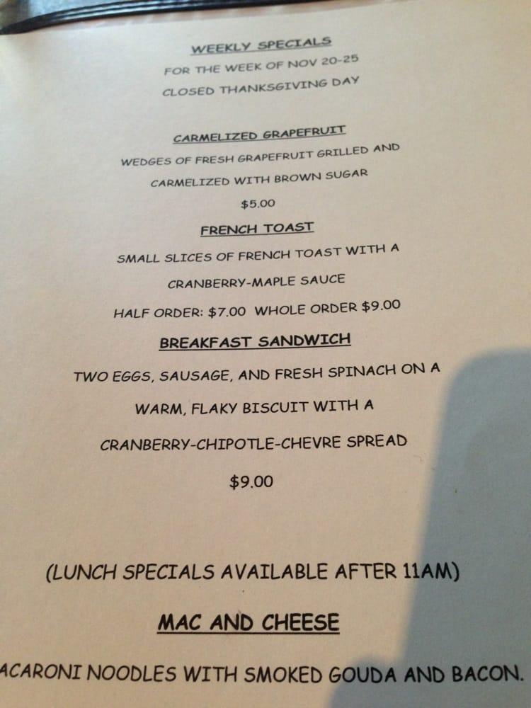 Menu at Ma Mosa's restaurant, Grants Pass