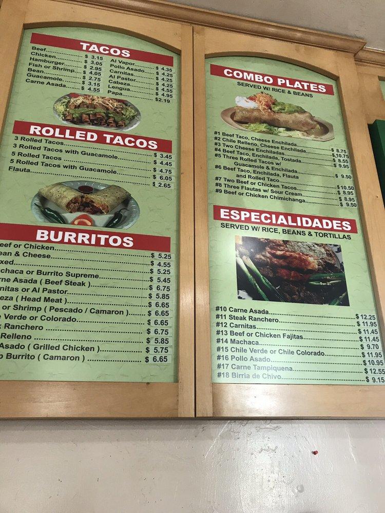 Menu at Mi Ranchito Taco Shop restaurant, Ramona, Main St