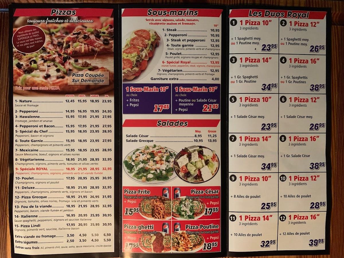 Menu au Royal Pizza restaurant, Sainte-Anne-des-Lacs