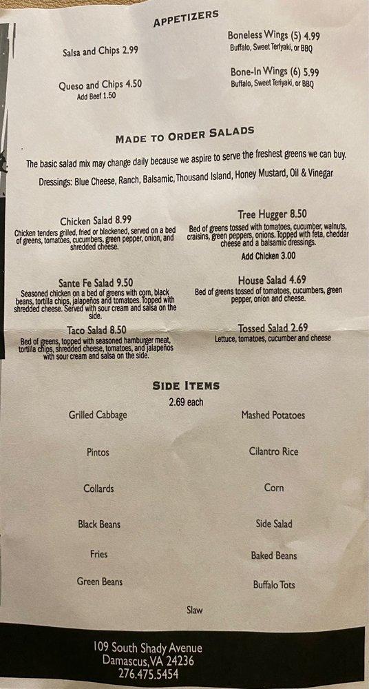 Menu at Damascus Diner cafe, Damascus