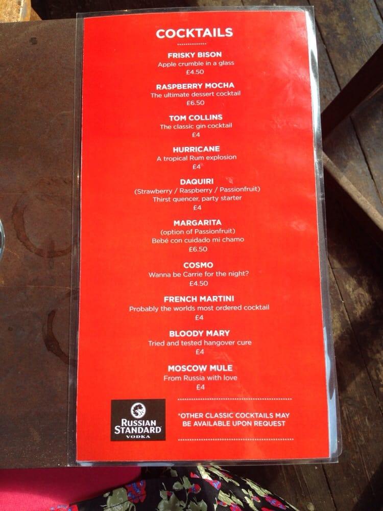 Menu at Dukes Bar, Glasgow