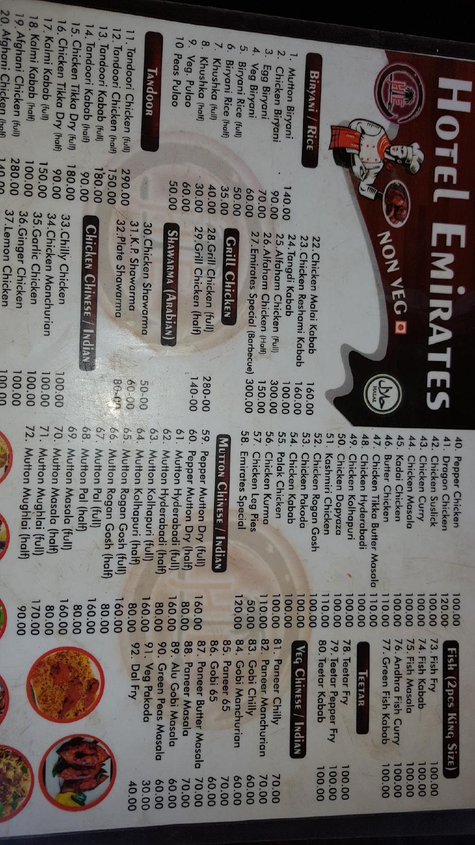 Menu at HAMZA HOTEL, Kollegal