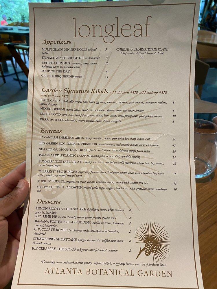 Menu at Longleaf Restaurant, Atlanta