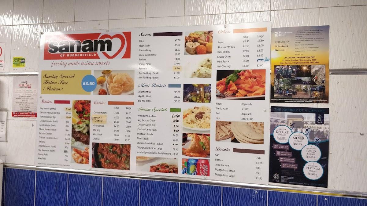 Menu at New Sanam Sweet Centre, Huddersfield