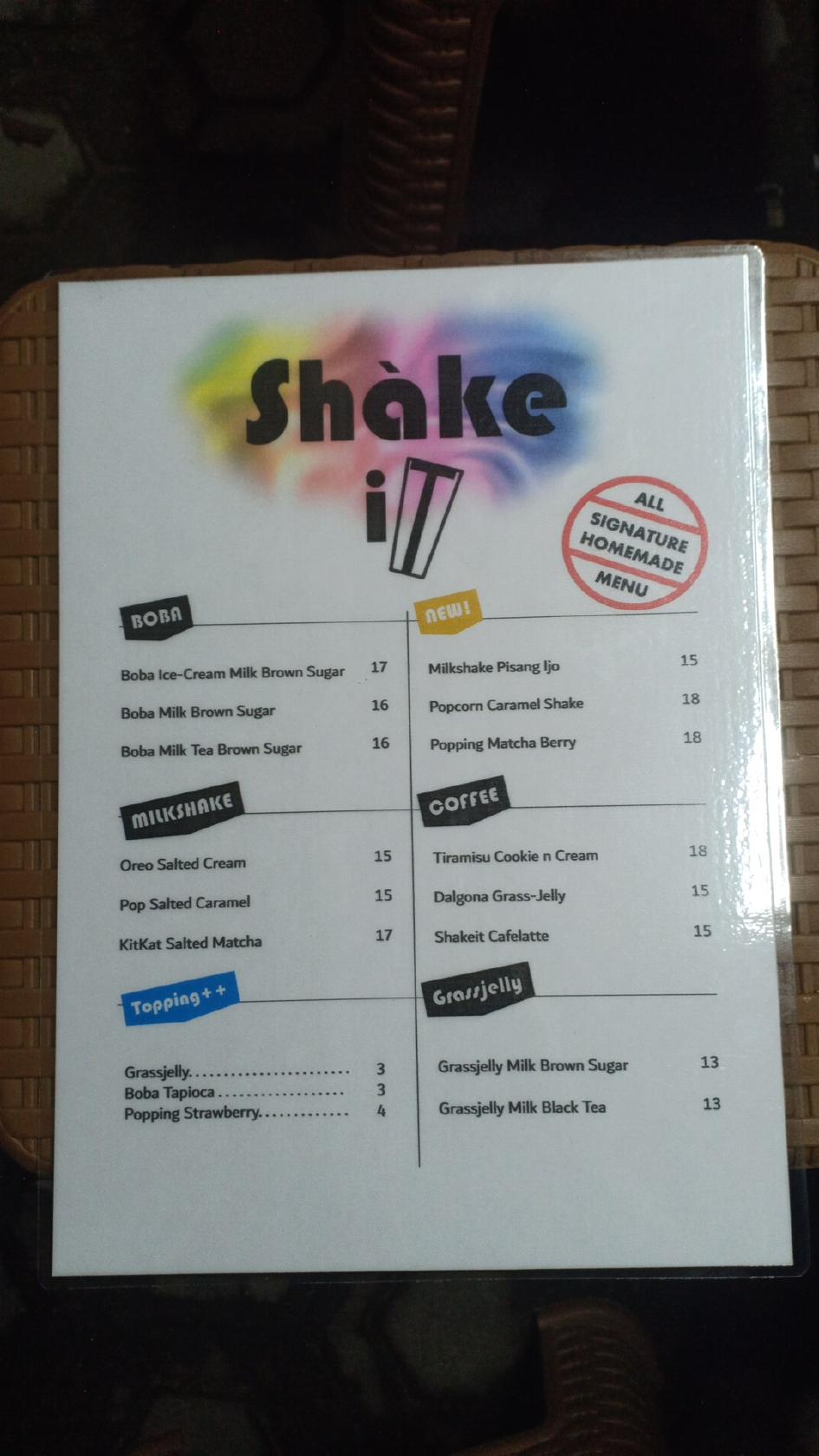 Menu at Shake.it Drink (minuman segar) pub & bar, Banjarmasin