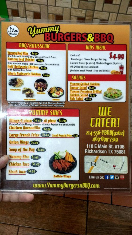 Menu at Yummy Burgers & BBQ, Richardson