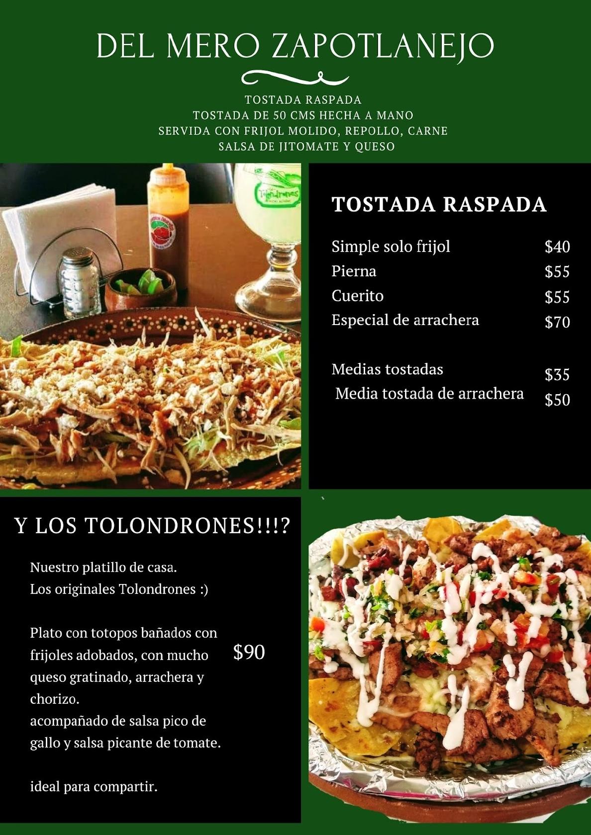 Menu at Los Tolondrones Y Chamorros Atotonilco restaurant, Atotonilco ...
