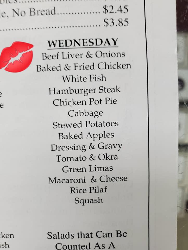 Menu at Gene's Restaurant, Chester