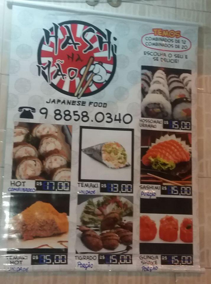 Menu em Hashi na mão restaurante, Fortaleza