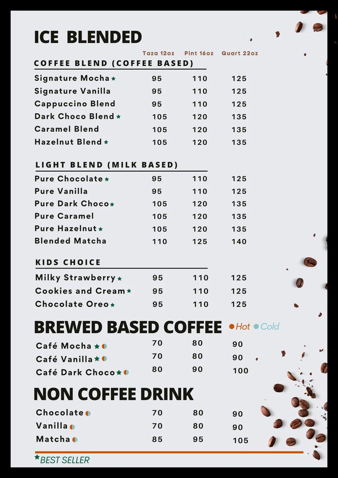 Menu at Haven's Blend, Guiguinto