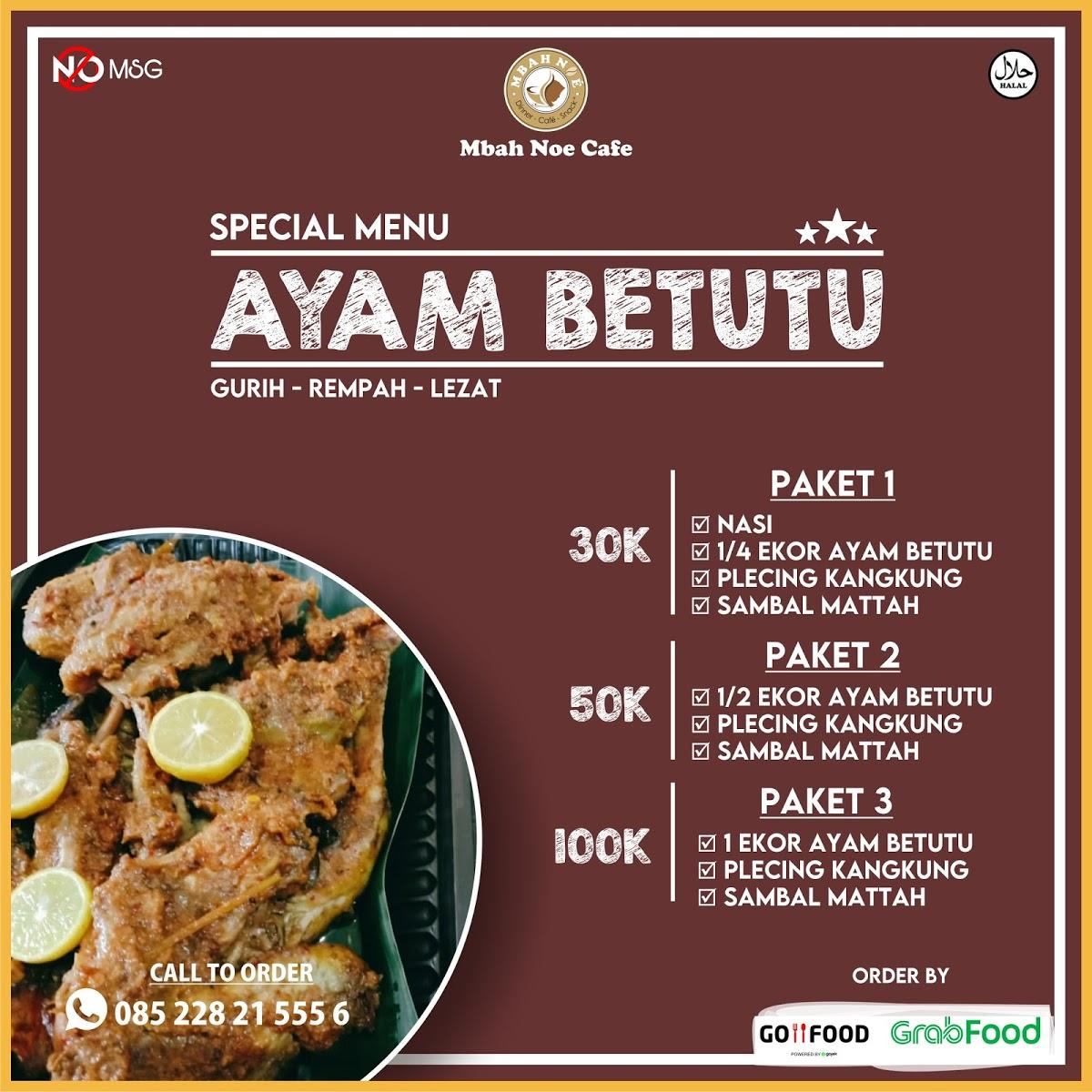 Menu at Mbah Noe Cafe, Tahunan