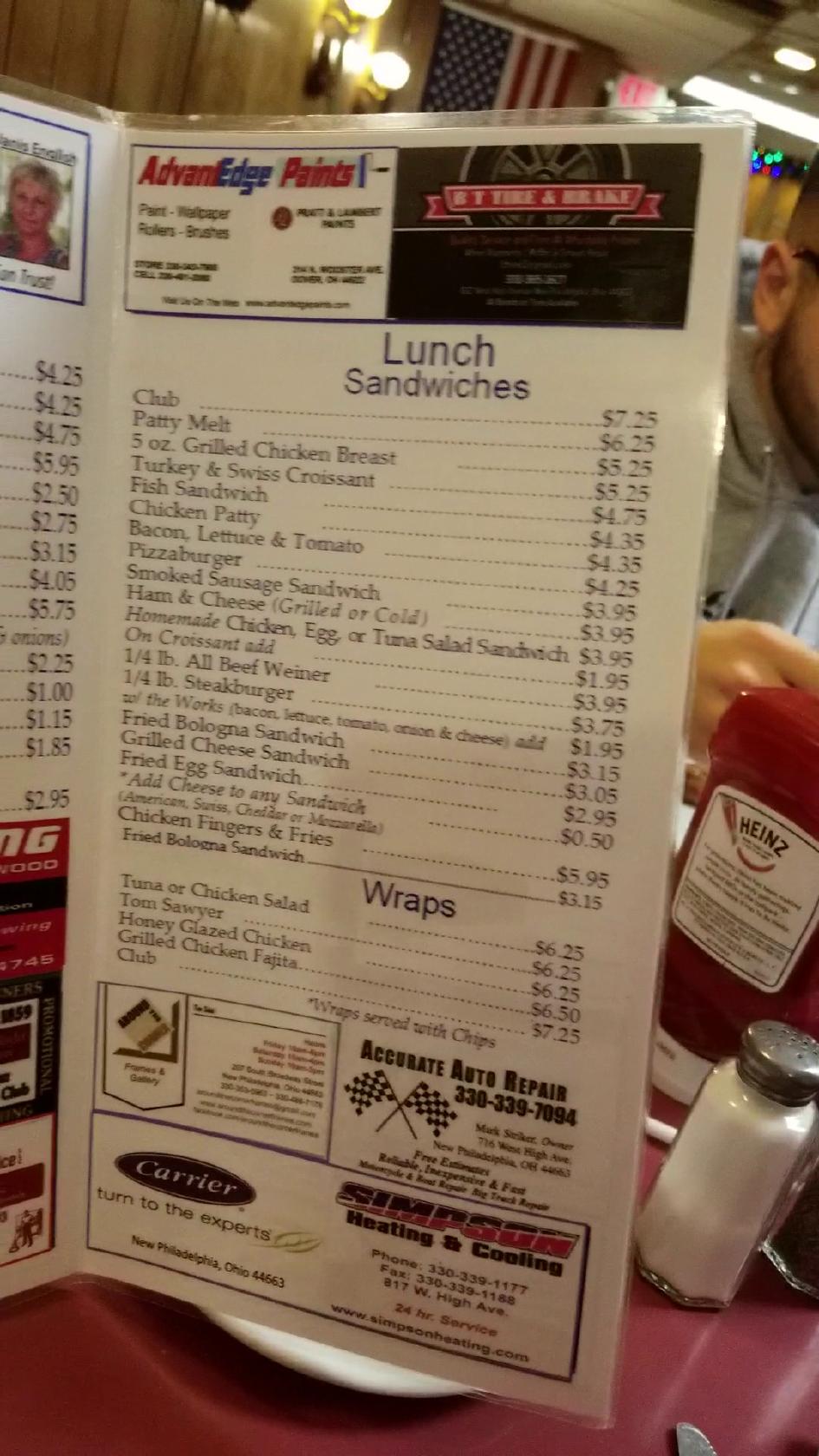 Menu at Michael's Restaurant, New Philadelphia