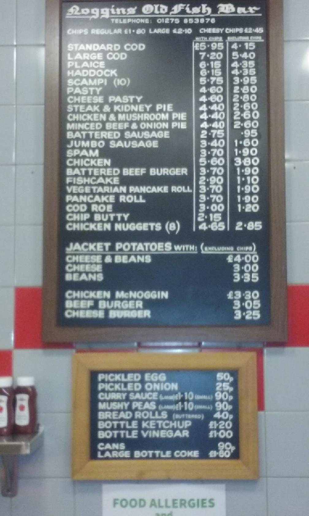 Menu at Noggins Fish & Chip Shop fast food, Bristol