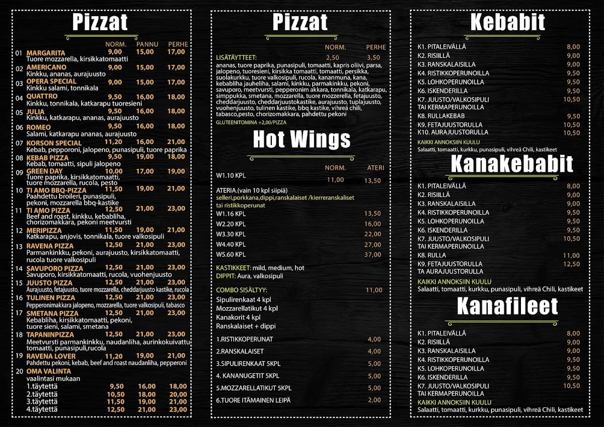 Menu at Pizza Pate restaurant, Vantaa