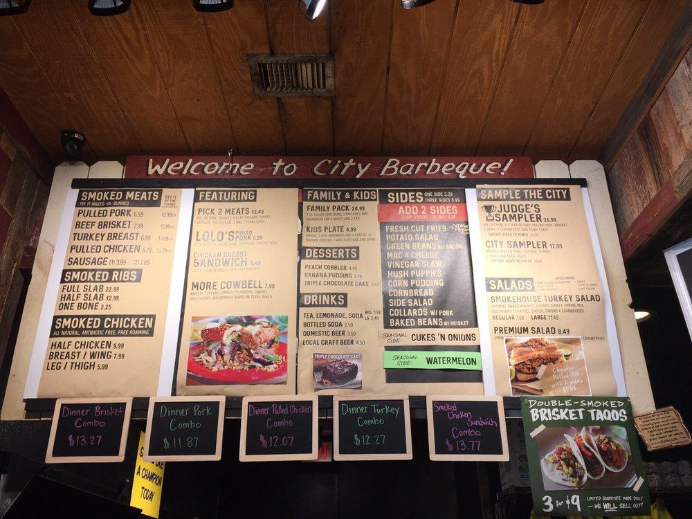 Menu at City Barbeque, Lexington, Richmond Rd