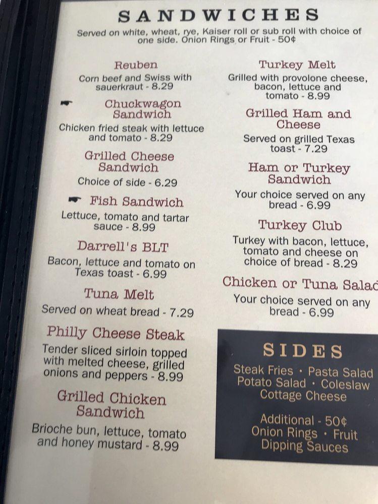 Menu at Darrell's Diner restaurant, Ocala, S Pine Ave