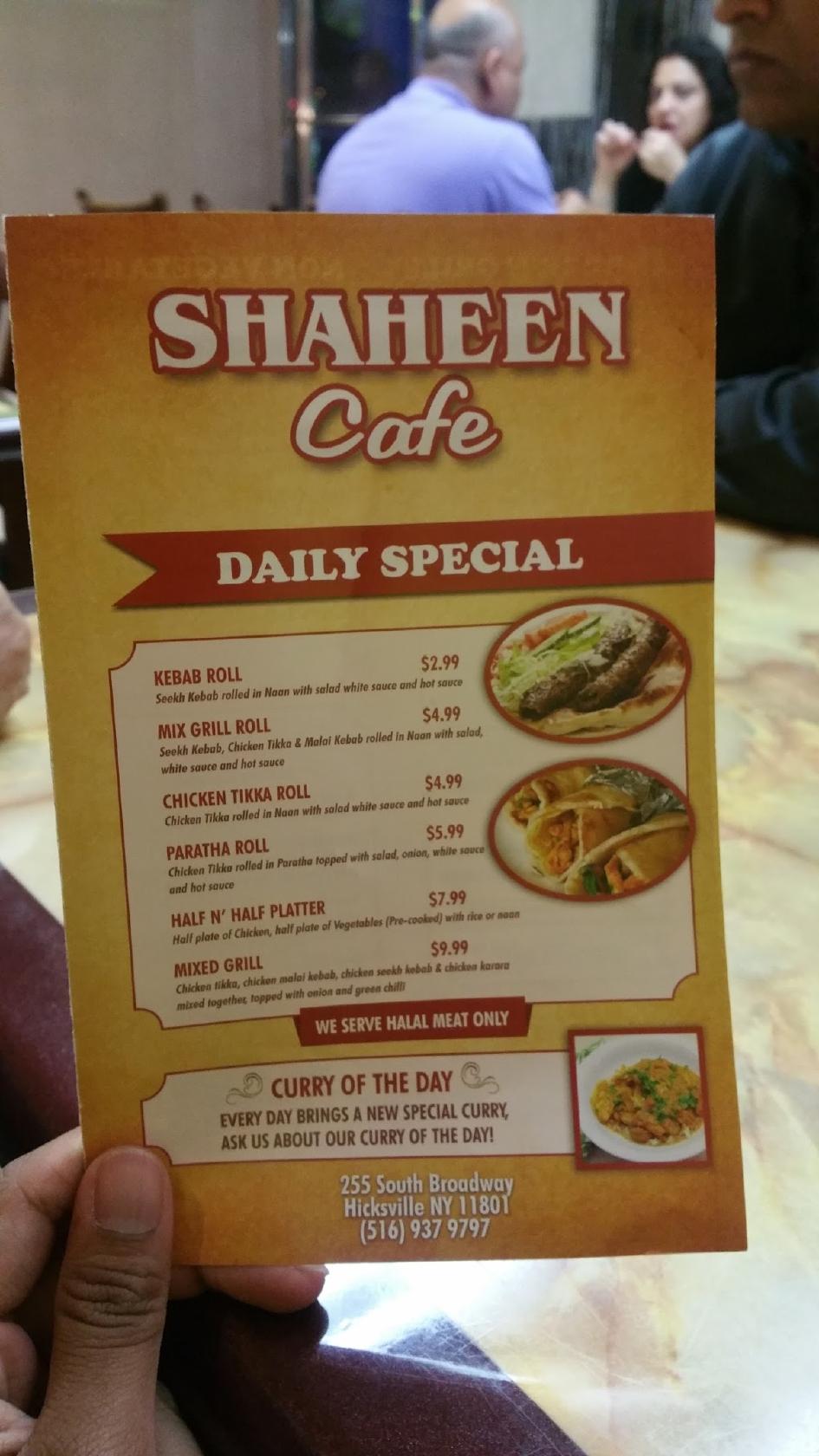 Menu at Shaheen Restaurant, Hicksville
