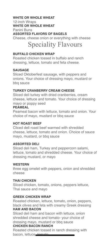 Menu at The Quest for Cakes Bakery Inc, Orangeville