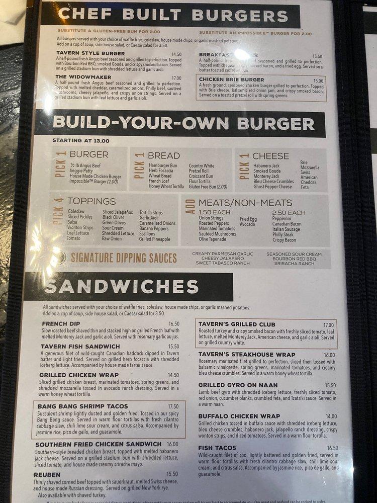 Menu at The Tavern Grill pub & bar, Minnetonka