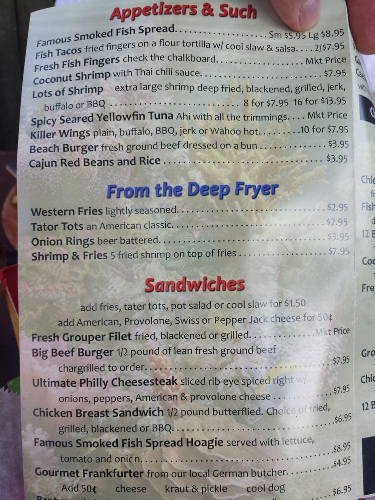 Menu at Wahoo's Bayside Pub and Grill, Redington Shores