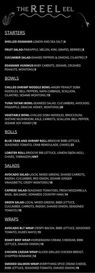 Menu at AJ's on the Creek steakhouse, Chincoteague Island