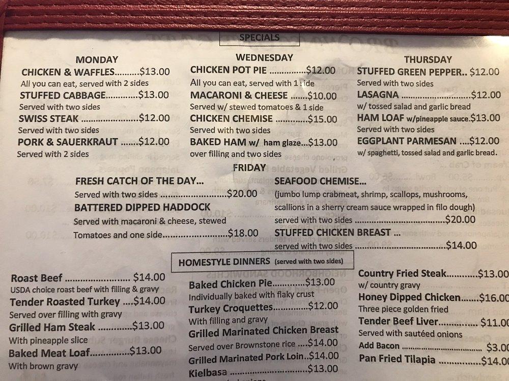 Menu at Brownstone Cafe, Middletown