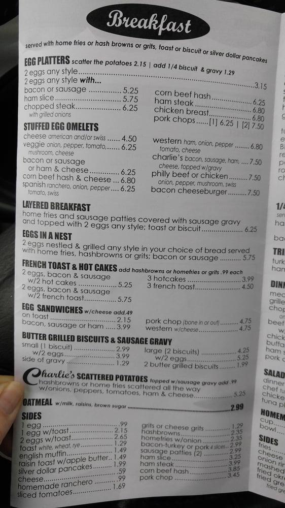 Menu at Charlie's Family Restaurants, Lakeland