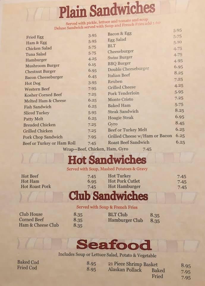 Menu at Chestnut Family Restaurant, Henry
