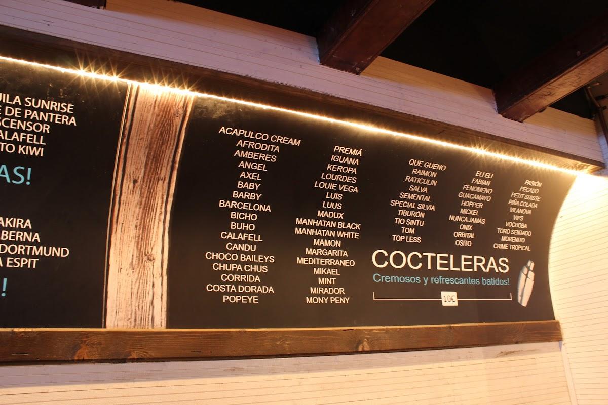 Menu at Espit Chupitos pub & bar, Barcelona, C/ d'Aribau