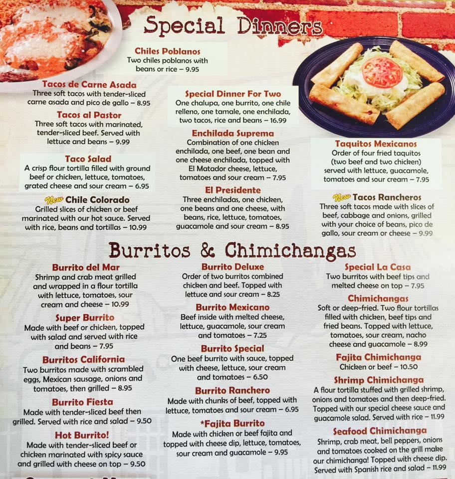 Menu at La Finca Mexican Restaurant, Ashland, Greenup Ave