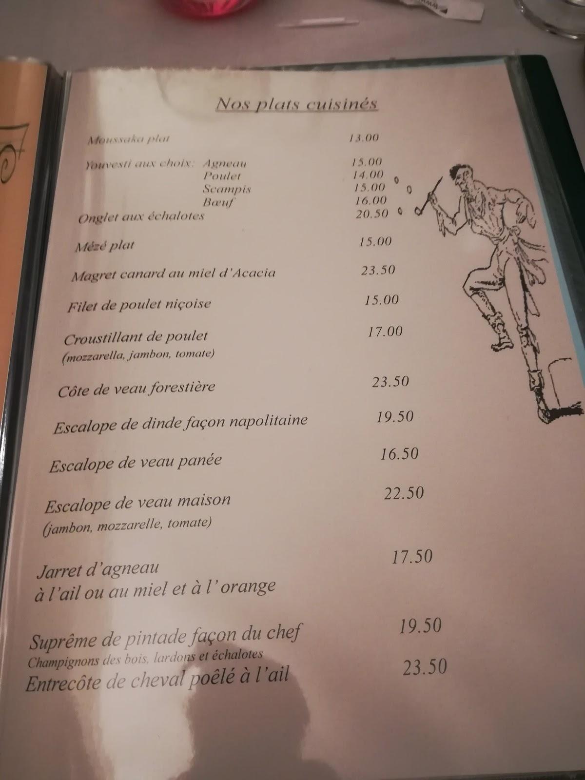 Menu at La Villa d'Athènes - Le grand trait, Frameries