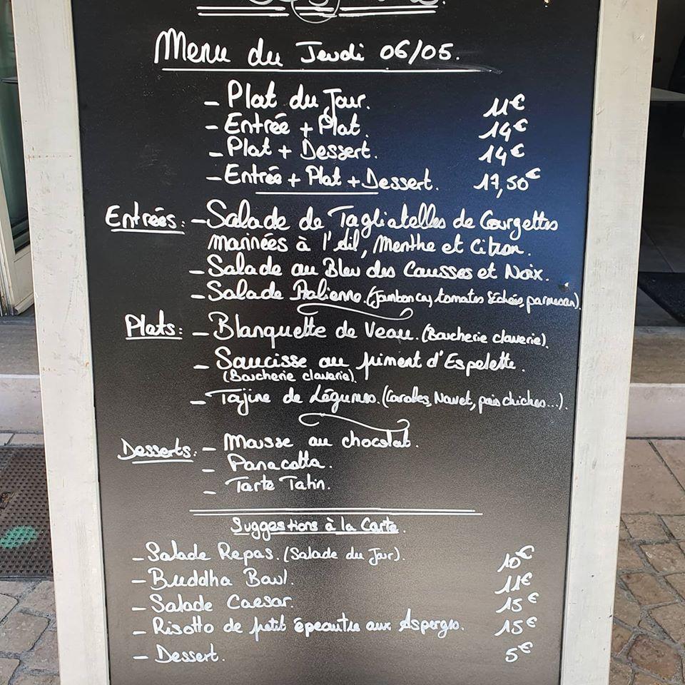 Menu at Le Johane restaurant, Béziers