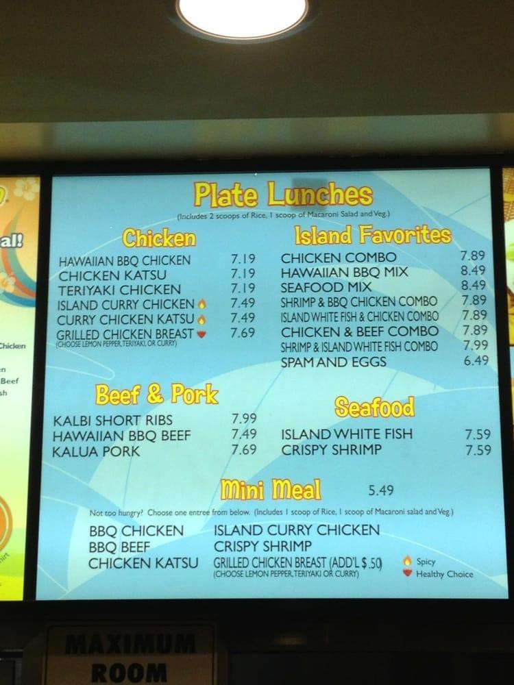 Menu at Ono Hawaiian BBQ, San Leandro