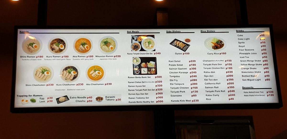Menu at Ramen Kuroda Eton Centris restaurant, Quezon City, Ground Floor ...
