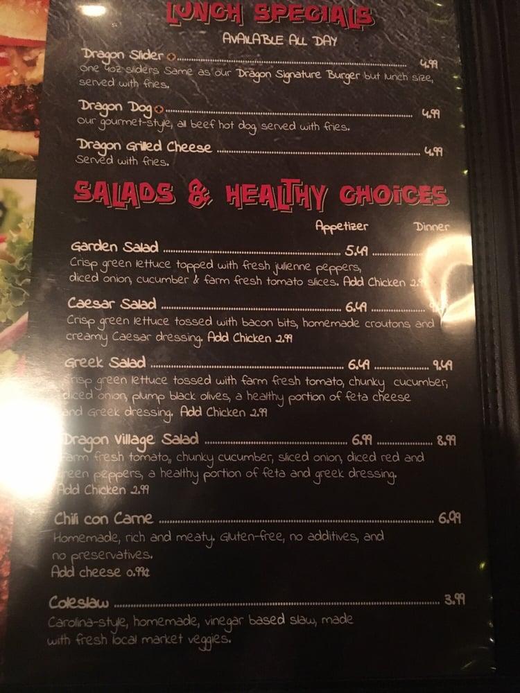 Menu at The Green Dragon Pub, Toronto