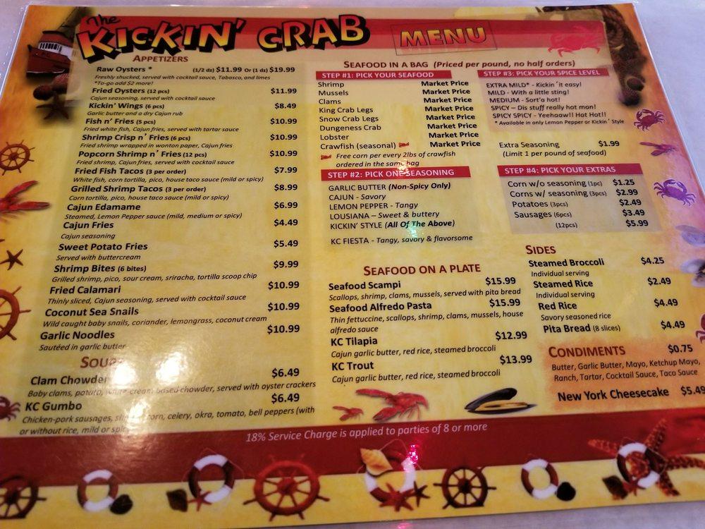 Menu at The Kickin' Crab restaurant, Chino Hills