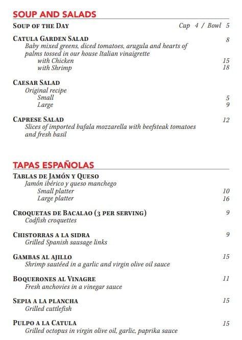 Carta de Café Catula, Miami