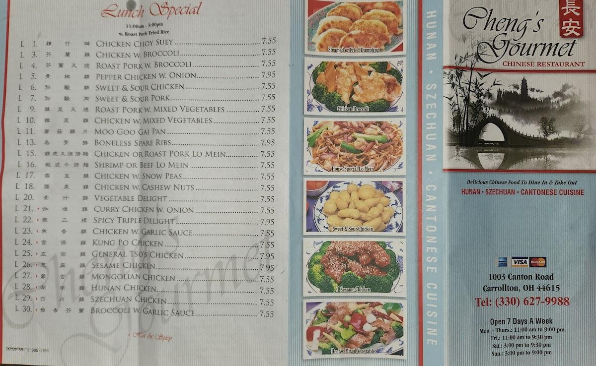 Menu at Cheng's Gourmet restaurant, Carrollton