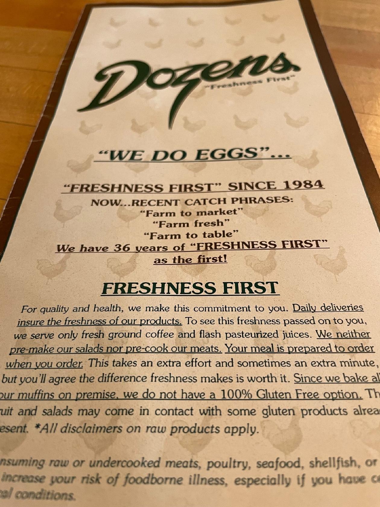 Menu at Dozens Restaurant, Aurora, S Havana St