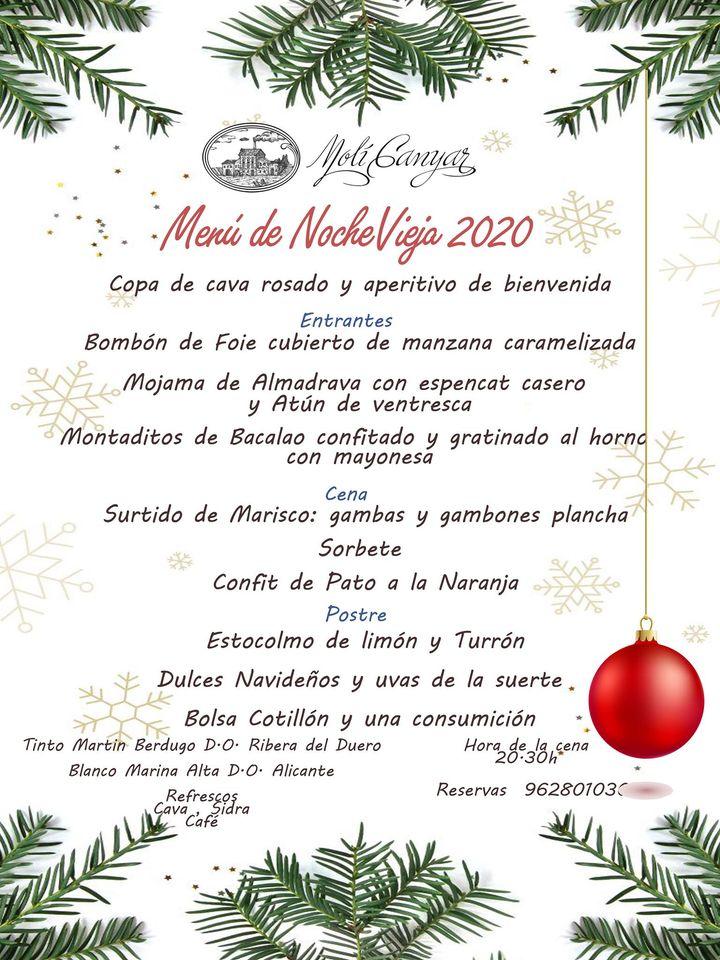 Carta del restaurante Molí Canyar, Potries