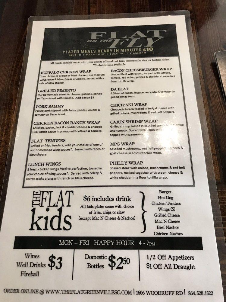 Menu at The Flat pub & bar, Greenville