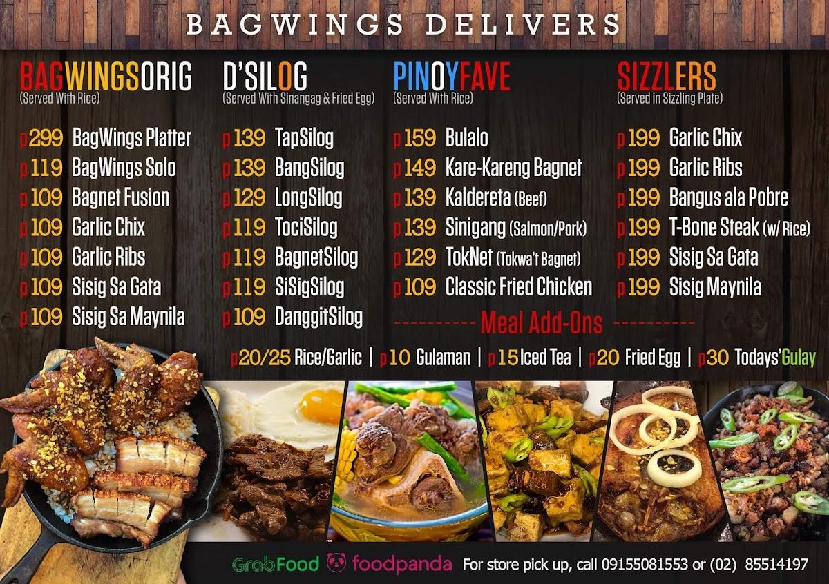 Menu at Bagwings Alabang restaurant, Muntinlupa, Axis One