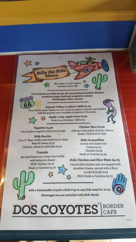 Menu at Dos Coyotes Border Cafe, Davis, Cowell Blvd