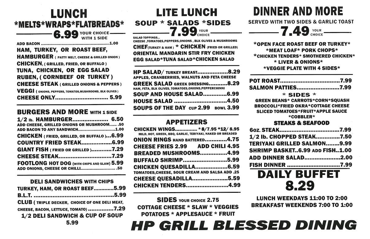 Menu at H P Grill restaurant, Leesburg